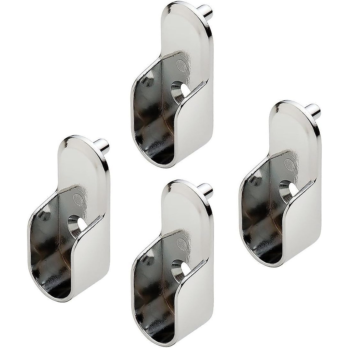 Top Shelf Hardware Premium Chrome Oval Wardrobe Closet Rod End Supports Brackets for 15mm x 30mm with Dual Rear Facing 5mm Pins (4 Pack)