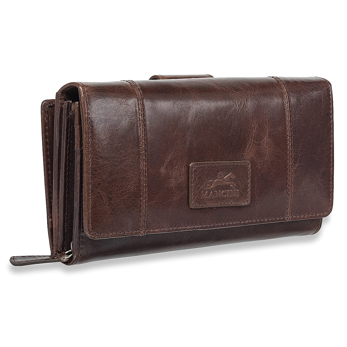 Mancini Casablanca RFID Secure Ladies Clutch Wallet,Color Brown-One Size,8700300-bn,One Size