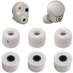 JNSA Replacement for Sony WF-1000XM4 WF-XB700 Memory Foam Ear Tips Noise Canceling Foam Eartips Ear Cap Ear Tip L Size 3 Pairs, [Fit in Case], Silver,Large Size (FoamXM4S3PL)