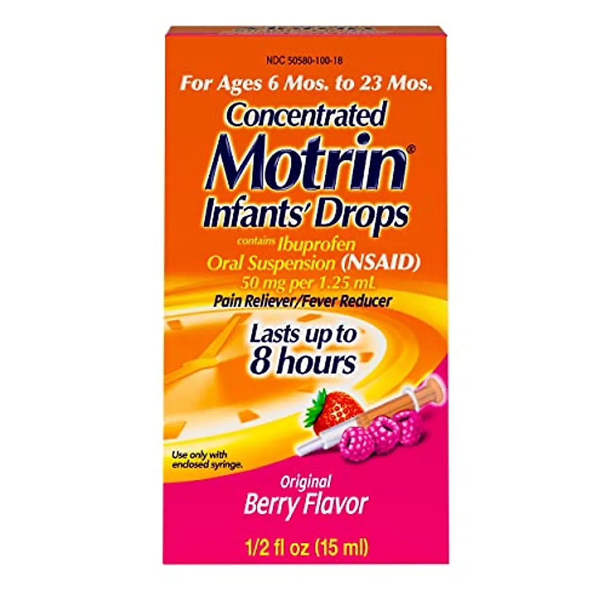 Infants' Motrin Concentrated Drops, Fever Reducer, Ibuprofen, Berry Flavored.5 Oz