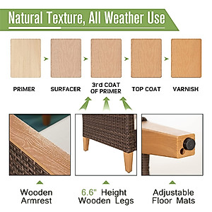 PHI VILLA Outdoor Patio Furniture 9 Seat Half-Moon Curved Sectional Oversized Wicker Sofa Set with Cushions, Beige for Poolside,Garden