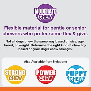 Nylabone Flexi Chew Oval Dog Ring - Textured Dog Ring Toy for Moderate & Gentle Chewers - Chicken Flavor, Wolf/Medium (1 Count)