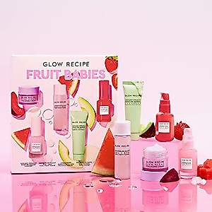 Glow Recipe - Fruit Babies Bestsellers Kit - Mini Travel Size Beauty Essentials - Avocado Foam Cleanser, Niacinamide Dew Drops Serum, Pore-Tight Toner, Salicylic Serum, Hyaluronic Acid Cream (5 Count)