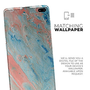 DesignSkinz Abstract Wet Paint Coral Blues Protective Vinyl Decal Wrap Skin Cover Compatible with The Samsung Galaxy S20 (Screen Trim & Back Glass Skin)