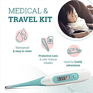 OCCObaby Clinical Digital Baby Thermometer - LCD, Flexible Tip, 10 Second Quick Accurate Fever Read Rectal Oral & Underarm Use Waterproof Thermometer for Kids