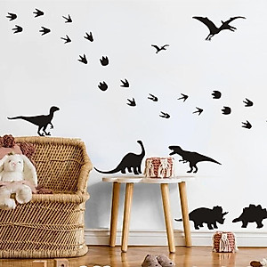 IKEYU Black Dinosaur Wall Stickers Dinosaur Footprints Wall Decor Dino Feet Wall Decals Animals Vinyl Dinosaur Wall Decals for Boys Bedroom Kids Room Nursery