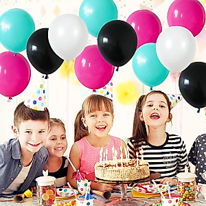 Hot Pink Black Teal Blue White Balloon garland arch, 122PCS Turquoise Blue Balloons Rose Red Balloons for Birthday Wedding Engagement Anniversary Bridal Shower Grown Up Party Decorations