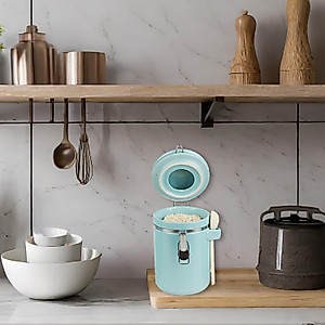 Canister Sets For The Kitchen (4 Piece) Turquoise, High Gloss Ceramic | By Home Basics | Decorative Kitchen Set | With Wooden Spoons, Countertop Set For Flour, Sugar, Coffee, and Snacks