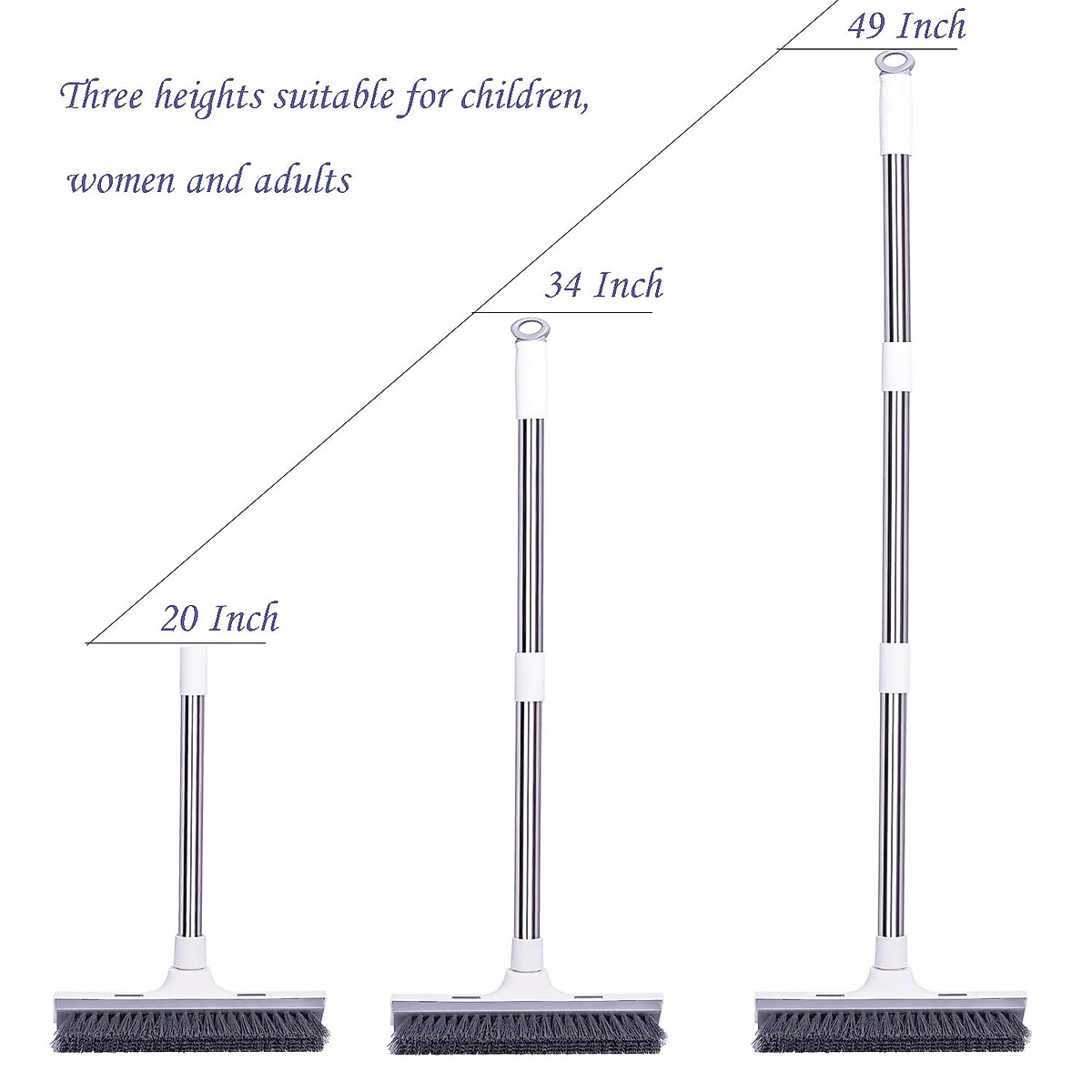 Yique 49 Inch Floor Scrub Brush with Long Handle, Shower Cleaning Brush, Large Deck Brushes for Scrubbing - Cleans Hot Tub, Swimming Pool, Bathroom, Patio, Kitchen, Wall, Deck, Boat, Tile and Concrete