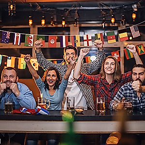 AhfuLife World String Flag Bunting, 32 Countries 2022 World Cup Flags Banners Double-sided Polyester for, Garden, Bar, Restaurant and Party Decoration