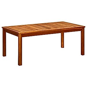 Tidyard Patio Garden Coffee Table Slatted Tabletop Acacia Wood Side Table for Garden, Poolside, Balcony, Outdoor Furniture 43.3 x 23.6 x 17.7 Inches (L x W x H)