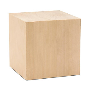 DIY Wood Cubes 6-inch, Pack of 1 Large Blank Wooden Blocks for Crafts, STEM, Building, Monitor Riser, Photo Cube Craft, and Home Decor, by Woodpeckers