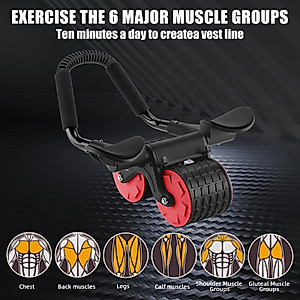 Uota Elbow Support Automatic Rebound Abdominal Wheel，Ab Roller for Abdominal Exercise Machine，Abs Workout Equipment，Dolly Core Strengthening Trainer Fitness Belly Training