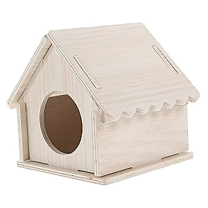 Balacoo 2pcs Wooden pet House Wooden Toys Hamster Toy Wooden House Hamster Accessories Chinchilla Hamster nest Small pet Small Animals Wooden cage Seesaw The Swing Multi-Layer Small House