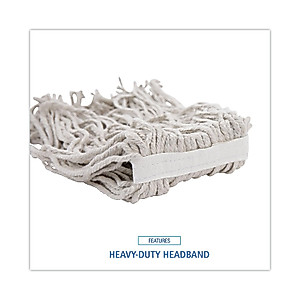 Boardwalk BWKCM02016S 4-Ply #16 Band Cotton Cut-End Mop Head - White (12/Carton)