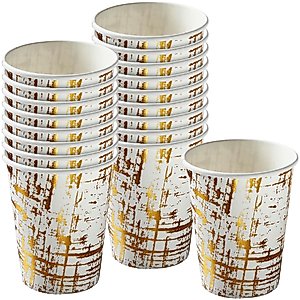 SILVER SPOONS (18 - Pack 9 Oz.) Elegant Disposable Coffee Cups - Drinking Hot Cups For Coffee, Tea, Hot Chocolate & All Sort Of Beverages, Paper Coffee Cups, Gold