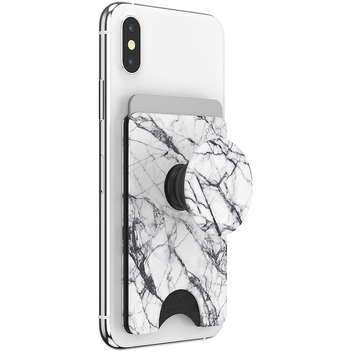 PopSockets Phone Wallet with Expanding Phone Grip, Phone Card Holder, Graphic PopWallet - Dove Marble