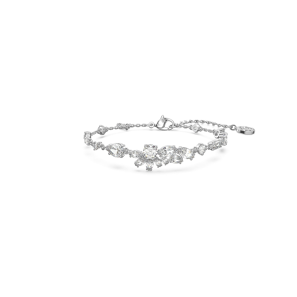 Swarovski Gema Soft Bracelet, Clear Crystals with Mixed Cuts, on Rhodium-Tone Finished Band, Part of the Swarovski Gema Collection