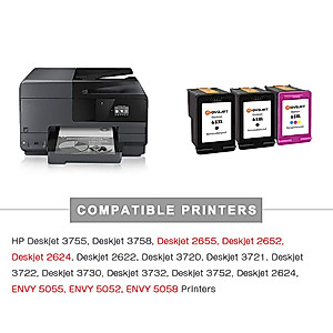 Novajet Remanufactured Ink Cartridge Replacement for HP 65 65XL (2 Black & 1 Tri-Color) Use in Deskjet 3720 3721 3722 3723 3730 3732 3752 3755 Printer