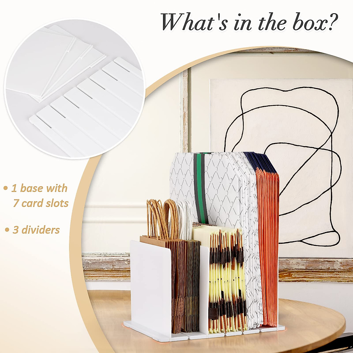 Creproly Grocery Bag Holder Plastic Bag Holder for Plastic Bags Shopping Trash Bag Holder Dispenser Adjustable Plastic Shelf Dividers for 30+ Tote, Lunch Bags for Closets, Bedrooms (2 Sections, White)