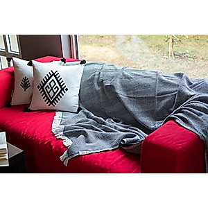 Loop Linen Cotton Throw Blanket, Hand Woven Housewarming Gift, Home Decor Blanket for Bedroom, Couch or Sofa. Large Blanket, Decorative.55x79