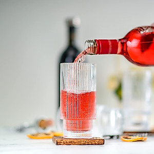 Greenline Goods Ripple Drinking Glasses - 12 oz Modern Kitchen Glassware Set Unique Vintage Cups For Weddings, Cocktails Or Modern Bar - Set of 4