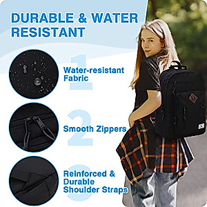 VONXURY 2 Compartments School Backpack and 52 Slots Pencil Case Bundle Black