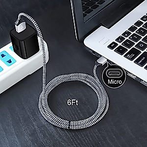 Android Charger, Micro USB Charger Cable Cord Wall Charger Block Plug Fast Charging for Samsung Galaxy S7 Edge S6 S5 J3 J7 J7V Note 5 4,Moto G5,E5 Play E6 E4,LG Stylo 3 2 G4 K50 K40,HTC,Android Phone