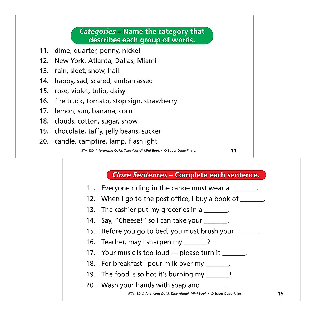 Super Duper Publications | Inferencing Quick Take Along® | Educational Learning Resources for Children