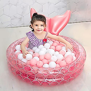 Benelet Inflatable Backyard Kiddie Mermaid Pools, Garden Round Swimming Pool for Kids, Kiddie Paddling Pool Indoor&Outdoor Baby Ball Pit Pool (35 inch)