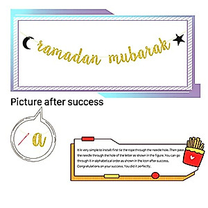 Ramadan Mubarak Banner Eid Mubarak Banner Gold GlitterEid Mubarak Decorations | Eid Mubarak Party Decorations Supplies Eid Mubarak Party Decorations（Coffee Gold and Black）