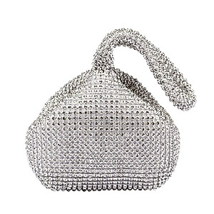 Kbinter Fashion Women Bridesmaid Lady Girl Bride Glitter Evening Clutch Bag for Prom Cocktail Party Wedding1920s Style (Silver)