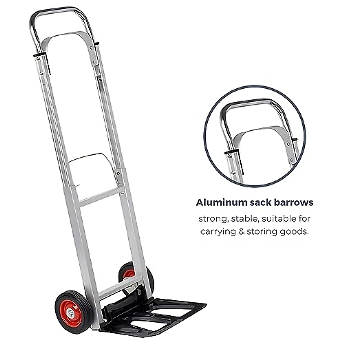 Folding Aluminium Industrial Hand Trolley - with Anti Puncture Tyres and 220LB Load Capacity (White) - 5 Year Warranty - Collapsible Handtruck - Portable G-Rack Folding Dolly-Folding Hand Truck