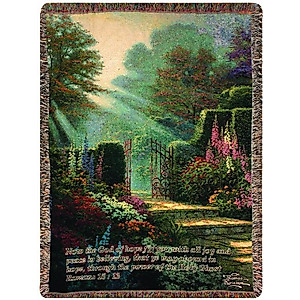 Manual Inspirational Collection Tapestry Throw with Verse, Garden of Grace by Thomas Kinkade, 50 X 60-Inch