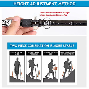 Collapsible Trekking Poles - 2-pc Pack Adjustable Hiking or Walking Sticks - Strong, Lightweight Aluminum 7075 - EVA Grip Handle for Climbing, Mountaining, Camping, Backpacking (BLACK-2PCS)