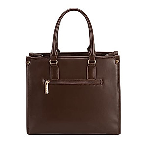 DAVID JONES Paris Fashion Checker Print Handbag Women Office Casual Party Tote Bag - Brown