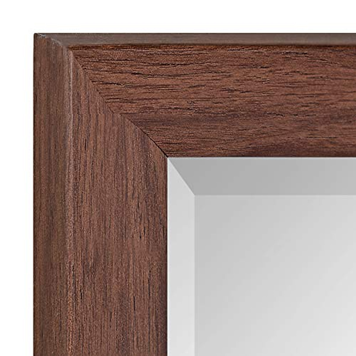 DesignOvation Beatrice Transitional Framed Panel Wall Mirror, 19 x 51, Walnut Brown, Chic Full Length Mirror for Wall