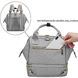 Breast Pump Bag with Cooler Pocket, Mini Pumping Bags with Pockets for Working Mom Cooler Tote Bag Built-in USB Charging Pot for Phone Mother Diaper Bags（No Include ice Pack）