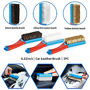 HORDALOR 17Pcs Car Interior Detailing Kit with Windshield Cleaning Tool, Detailing Brush Set, Leather & Textile Car Interior Brush,Car Duster, Car Interior Cleaning Kit,Complete Car Interior Care Kit