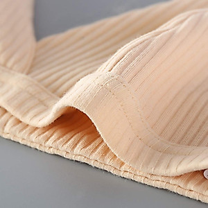 JFLYOU-Bra for Women,Female Ring-Free Cup Sexy Bra Threaded Wrap Chest Ladies Comfortable Underwear(Khaki,Free Size)