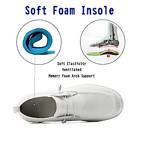 AUUGK White Women's Slip-on Walking Shoes Mesh Breathe Air Cushion Arch Support Sock Sneakers for Women Ladys Girls Fashion Platform Lightweight Loafers Non-Slip Nursing Work Running Shoes Size11