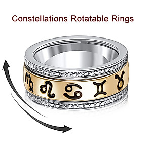 OPOMOMO Spinner Ring for Women Anxiety Relief 18K Rose Gold Plated Constellations Rotatable Band Fidget Rings Men (10)