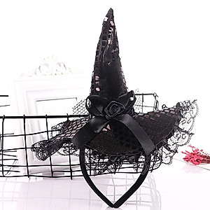 Utavu Halloween Witch Hat Headband for Halloween Costume Dress up Party Supplies, Black, One Size