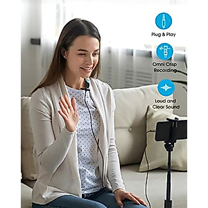 PoP voice Lapel Microphone Lavalier Mic - Noise Cancelling 16 Feet Lav Mic for iPhone Android & Windows Smartphones, Youtube, Interview, Studio, Video Recording (Single Head Omnidirectional Condenser)