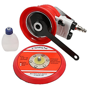 Air Random Orbital Sander, 5inch Dual-Action Sander with PSA and Hook & Loop Backing Pads, Pneumatic Palm Sander for Auto body,Metal,Woodworking