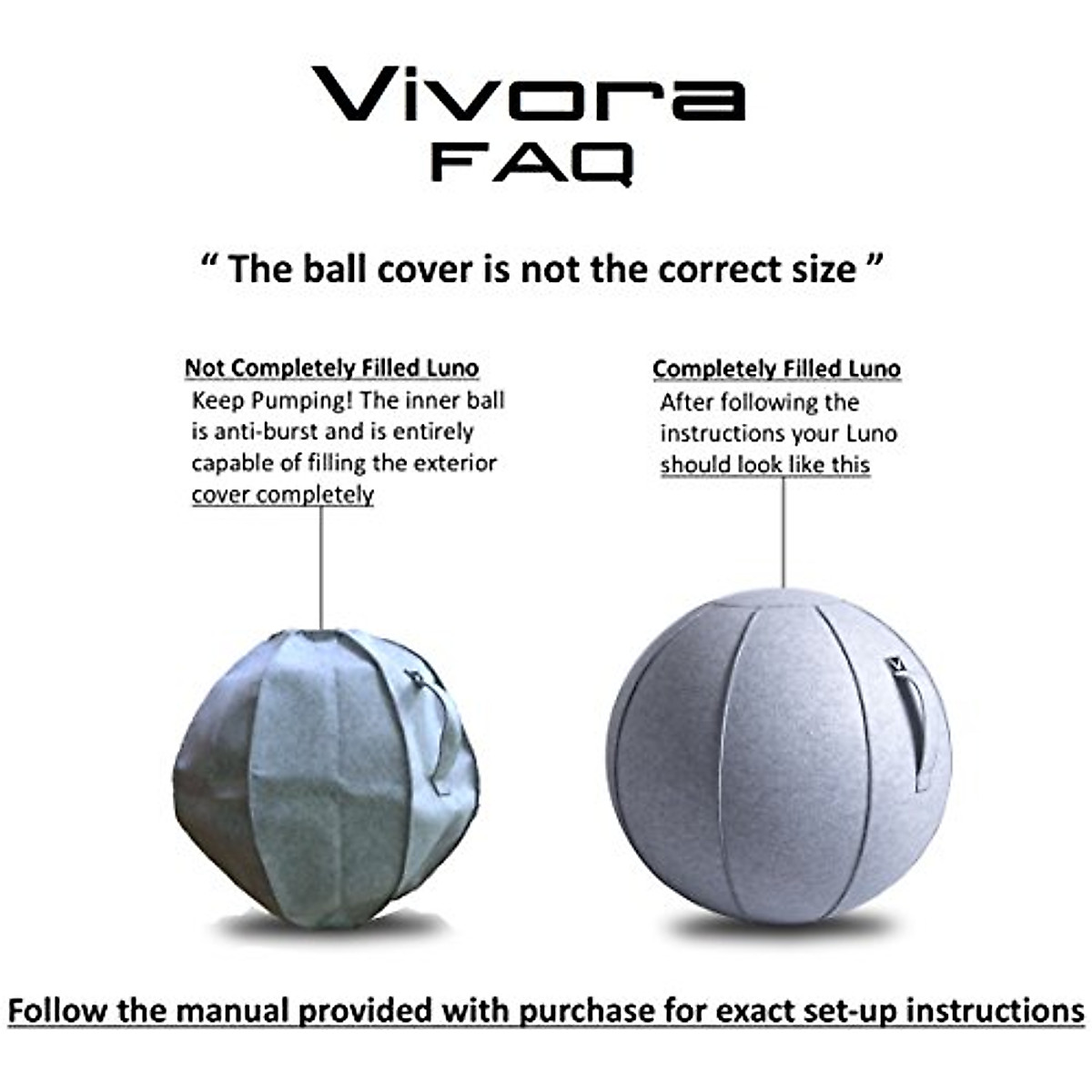 Vivora Luno Exercise Ball Chair, Canvas & Felt for Home Offices, Balance Training, Yoga Ball