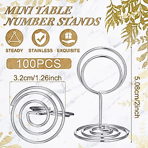 100 Pcs Mini Place Card Holders 2 Inch Table Number Holders Small Steel Wire Table Sign Holders Picture Stands for Table Menu Standing Clip Holder for Wedding Birthday Restaurant (Silver)