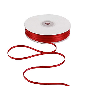 HUIHUANG Solid Color Satin Ribbon 1/8 inch x 100 Yards Roll Ribbon Thin Red Satin Double Face Crafts Ribbon for Crafts Sewing Christmas Gift Wrapping DIY Bows (Red)