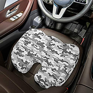 Qilmy Camouflage Seat Cushion Cover Breathable Non-Slip Memory Foam Seat Cushion Cover for Office Chair Car Wheelchair, 17 x 14 x 2.2 Inch
