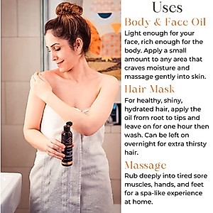 Almond Oil for Skin | Body Oil for Women Blend w/Lavender & Lemongrass Essential Oils for Dry Skin | 8 Oz| Face & Body Moisturizer |Premium Ingredients| Massage Oil for Men & Women